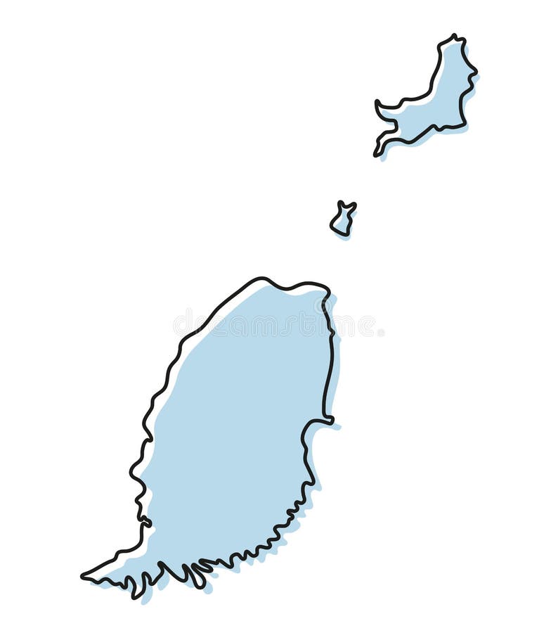 Stylized Simple Outline Map of Grenada Icon. Blue Sketch Map of Grenada ...