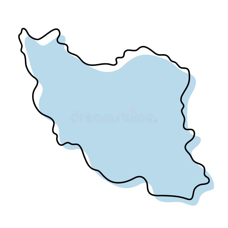Stylized Simple Outline Map of Iran Icon. Blue Sketch Map of Iran ...