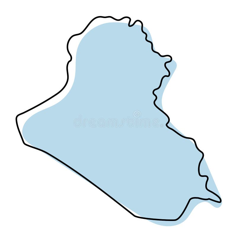 Stylized Simple Outline Map of Iraq Icon. Blue Sketch Map of Iraq ...