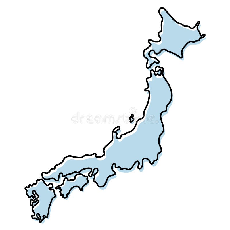 Stylized Simple Outline Map of Japan Icon. Blue Sketch Map of Japan ...
