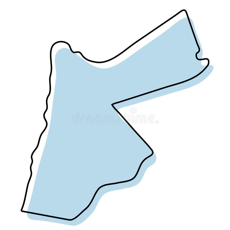 Stylized Simple Outline Map of Jordan Icon. Blue Sketch Map of Jordan ...