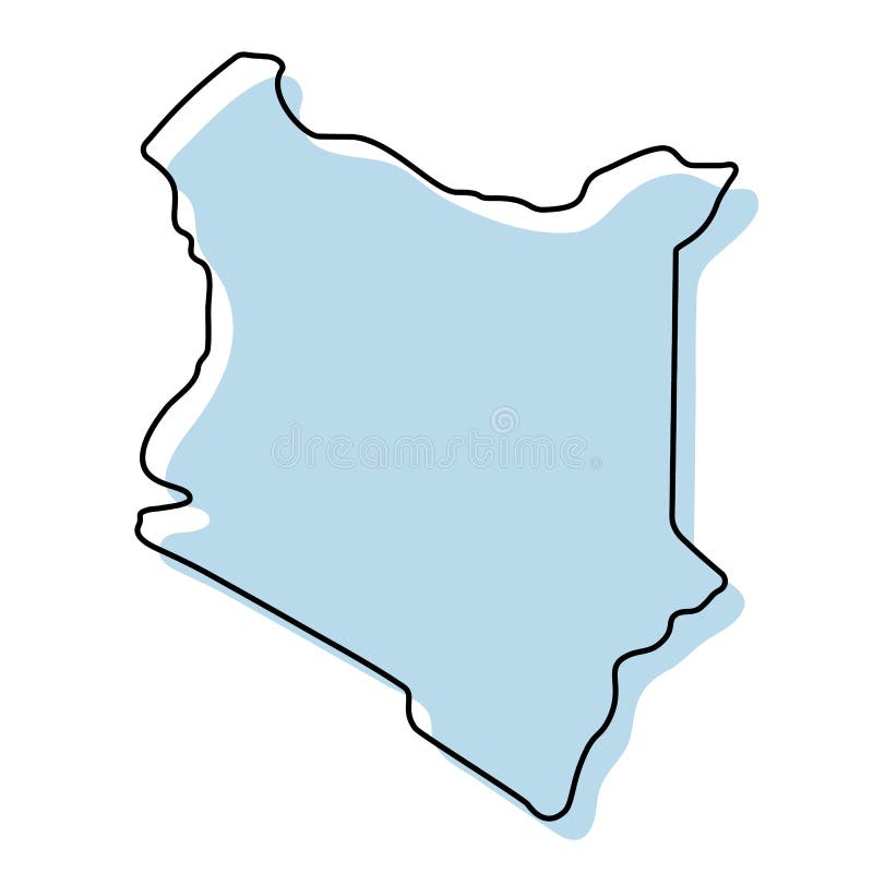 Stylized Simple Outline Map of Kenya Icon. Blue Sketch Map of Kenya ...