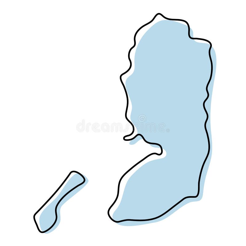 Stylized Simple Outline Map of Palestine Icon. Blue Sketch Map of ...