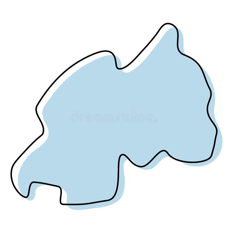 Stylized Simple Outline Map of Rwanda Icon. Blue Sketch Map of Rwanda ...