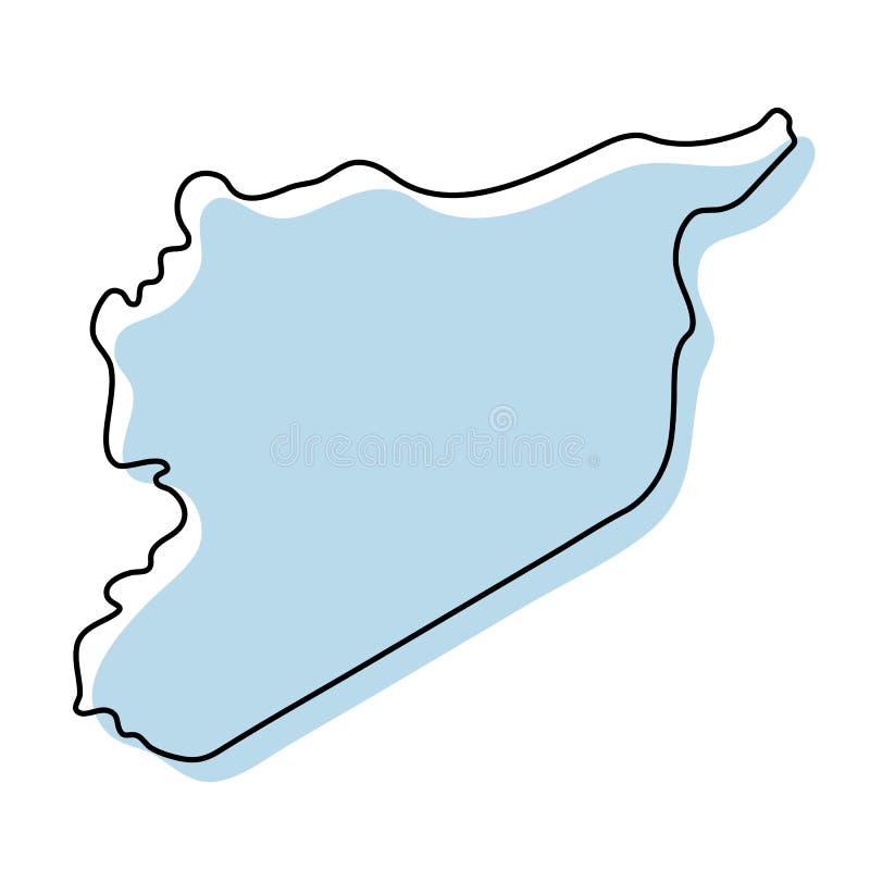 Stylized Simple Outline Map of Syria Icon. Blue Sketch Map of Syria ...