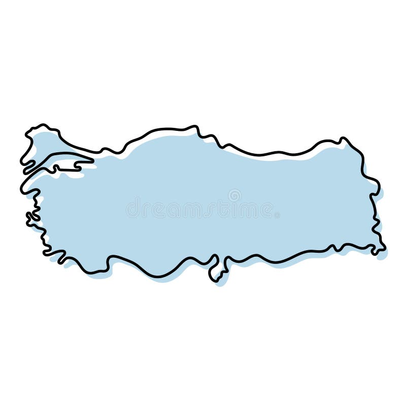 Stylized Simple Outline Map of Turkey Icon. Blue Sketch Map of Turkey ...