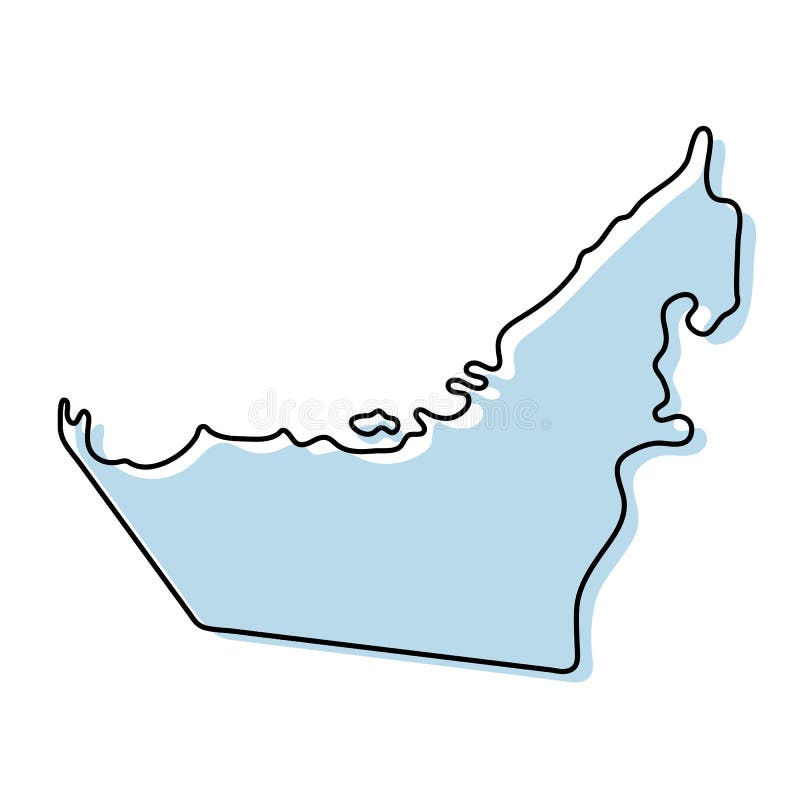 Stylized Simple Outline Map of United Arab Emirates Icon. Blue Sketch ...