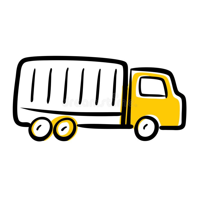 A Stylized, Simplistic Drawing of a Yellow Truck Stock Image ...