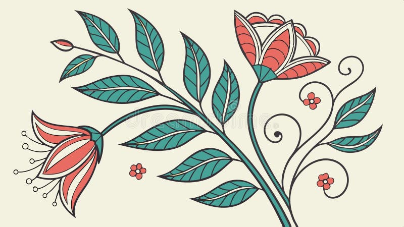 Stylized Single Rose Flower and Stem Decorative Design Vector Design ...