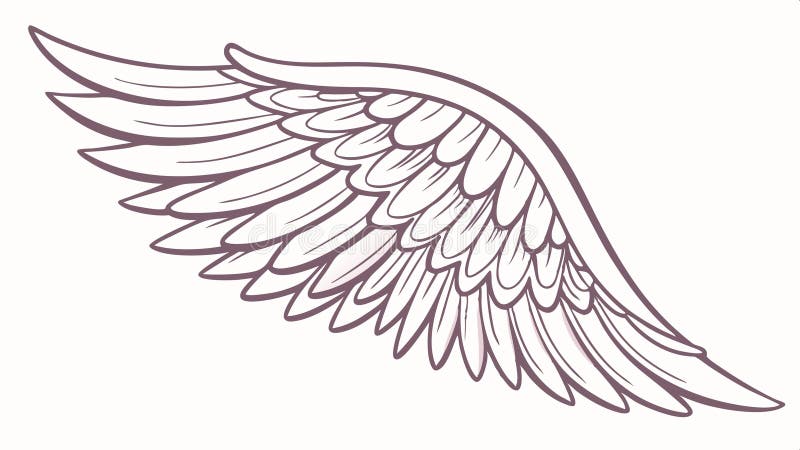 Stylized Single Wing Illustration Symbolic Element Vector Design ...