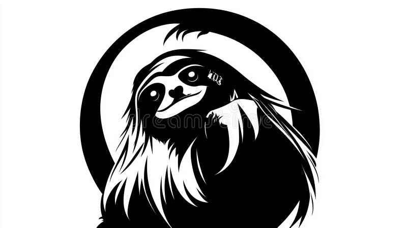 Stylized Sloth in a Circle stock illustration. Illustration of nature ...