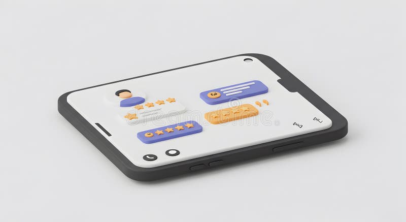Stylized Smartphone Displaying Customer Feedback and Review Management ...
