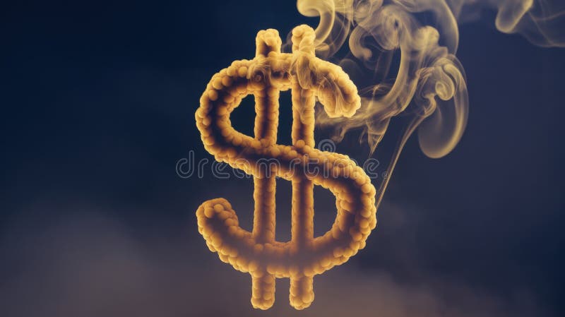 Stylized Smoke Forming a Dollar Sign, Creating a Dramatic and Dynamic ...