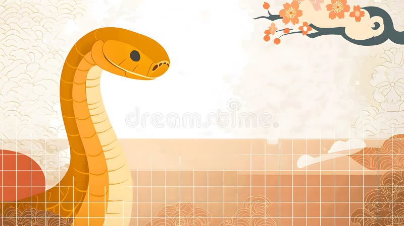 Stylized Snake Illustration with Serene Background Stock Illustration ...