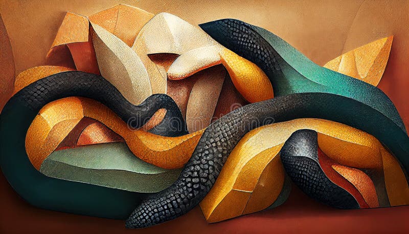 Stylized Snakes. Painting in the Style of Cubism. Associative Painting ...