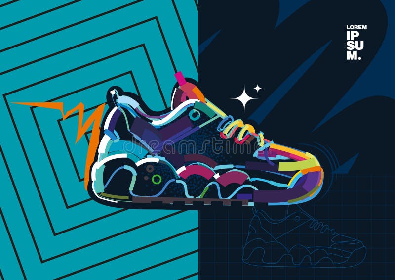 Stylized Sneaker. Banner in a Digital Painting Stock Vector ...