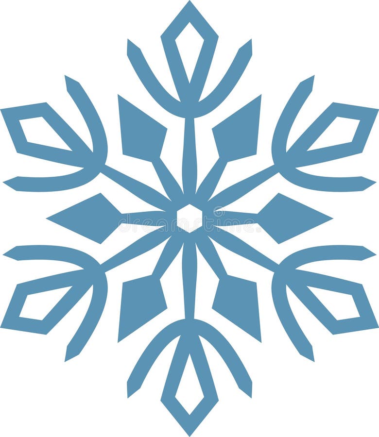Stylized Snowflake Featuring Pointed Tips and a Hexagonal Core ...