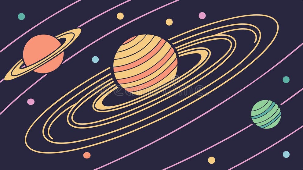 Stylized Solar System with Planets, Rings, and a Central Black Hole ...