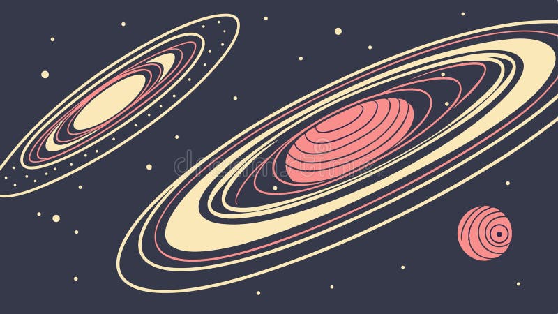 Stylized Solar System with Planets and Rings. Outer Space Vector ...