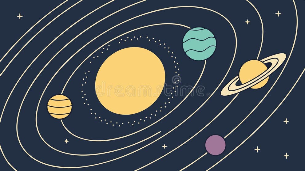 Stylized Solar System with Planets and Sun, Vector Design Generative AI ...
