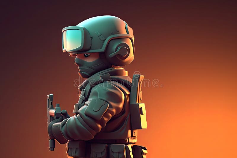 Stylized Soldier Game Character Header Copy Space Stock Photo - Image ...