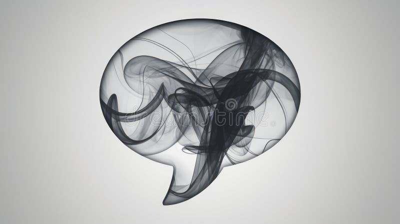 A Stylized Speech Bubble Formed from Swirling Black Smoke on a Light ...