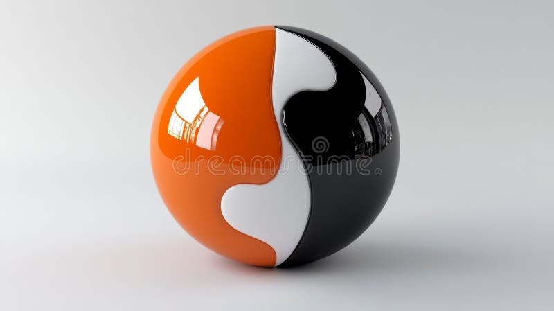 A Stylized Sphere Showcasing a Smooth, Modern Design with Orange, White ...