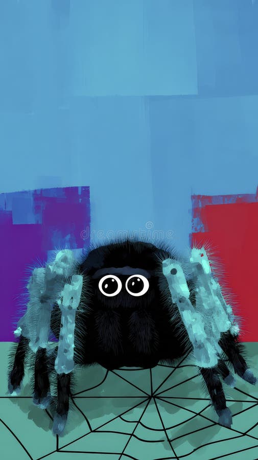 Stylized Spider Character Against Abstract Background Stock ...