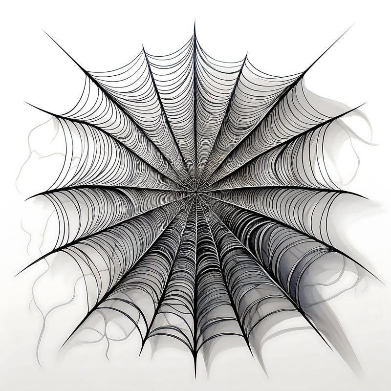 Stylized Spider Web with Flowing Threads Hanging between Two Corners in ...