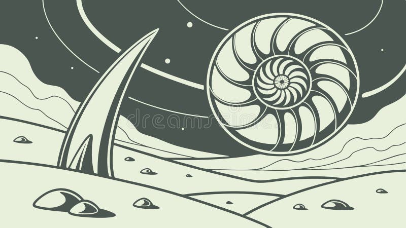 Stylized Spiral Nautilus Shell with a Flowing, Artistic and Organic ...