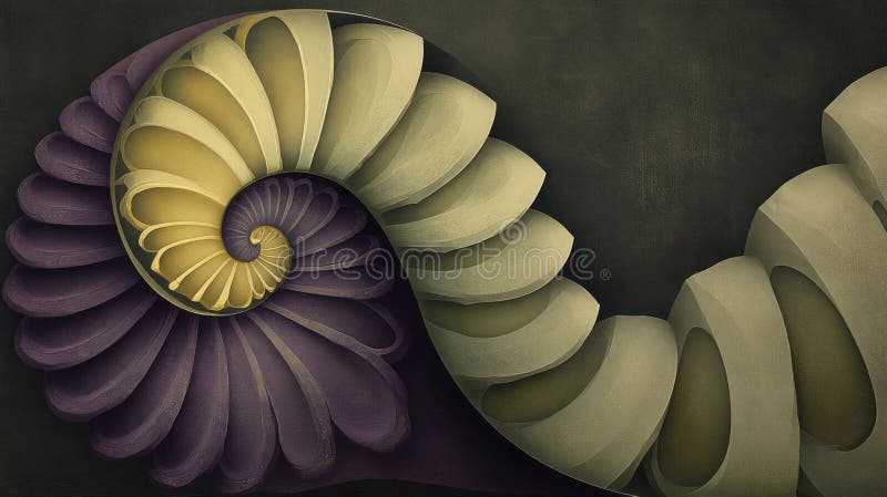 A Stylized Spiral Shell Design Showcasing Intricate Shapes and Colors ...