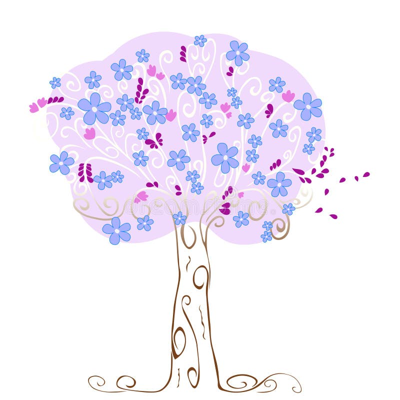 Stylized spring landscape stock vector. Illustration of bush - 40706629