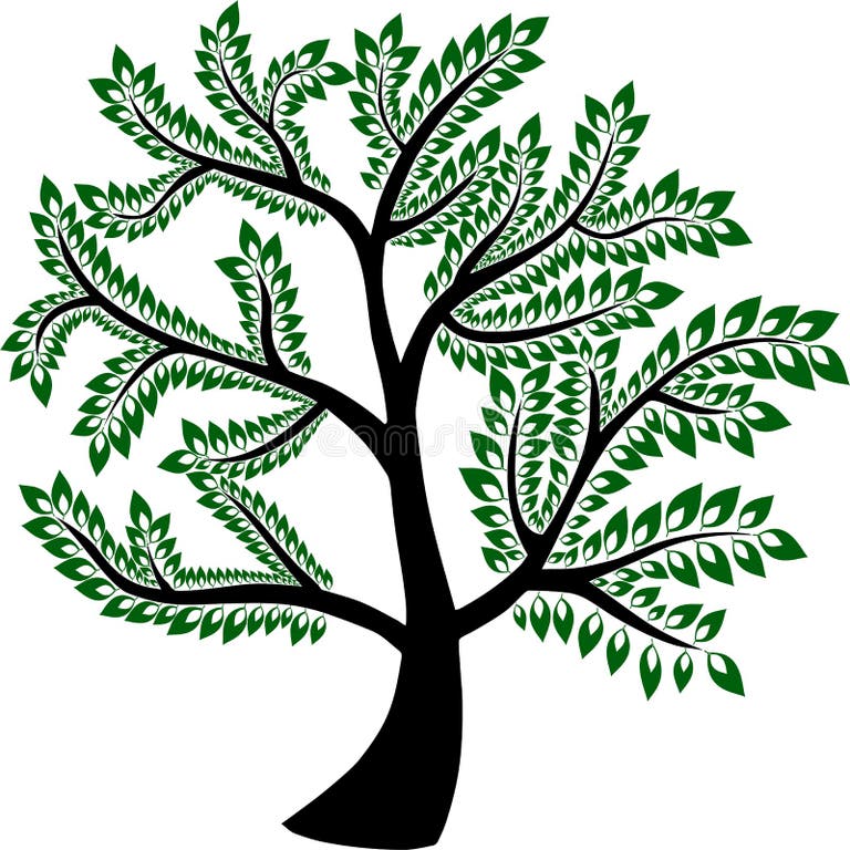 Stylized Spring Tree with Bright Leaves Illustration Stock Vector ...