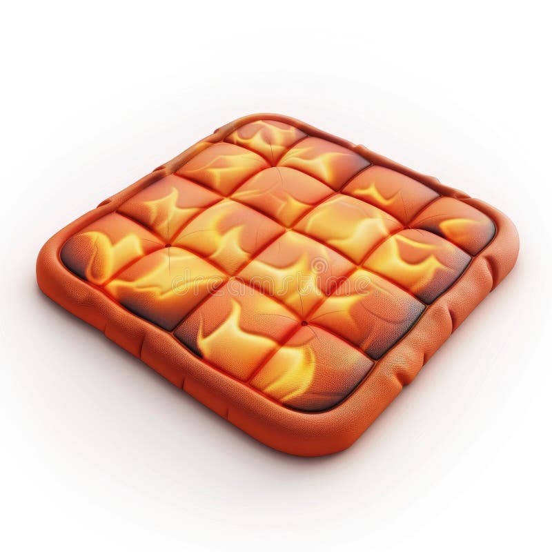 Square Fire Cushion, Cozy Flame Patterned Seat Pad Stock Illustration ...