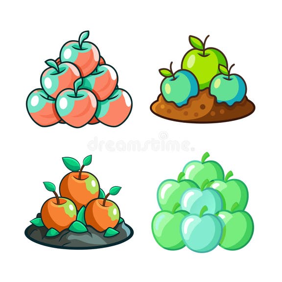 Stylized Stack of Apples Vector Illustration on White Stock Vector ...