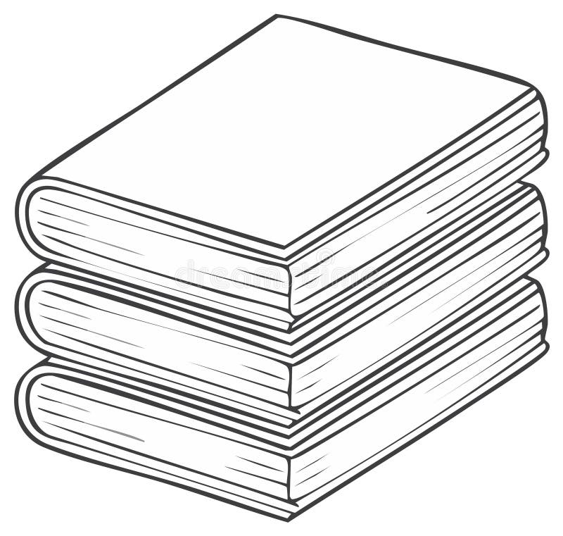 Stylized Stack of Three Books: Simple Linear Illustration of Education and Reading Stock Vector ...