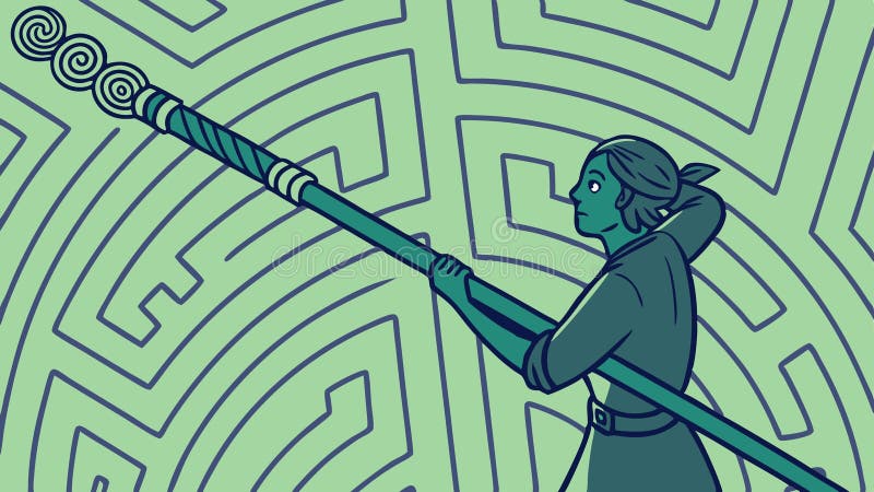 Stylized Staff in Abstract Geometric Maze Pattern, Vector Design ...