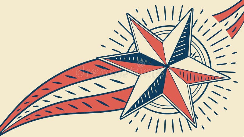 Stylized Star or Compass Rose Design with Radiating Stripes, Pointing ...