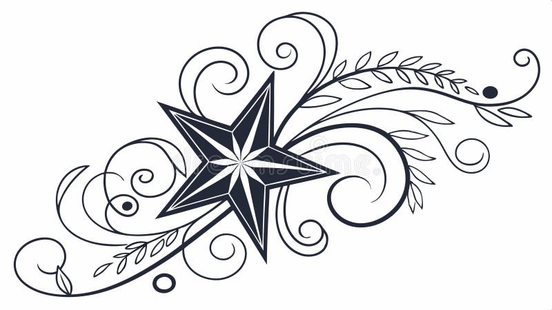 Stylized Star with Swirling Decorative Elements, Dynamic Design Vector ...