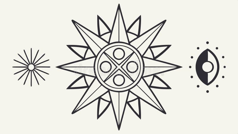 Stylized Starburst Compass Abstract Radial Graphic Vector Design ...