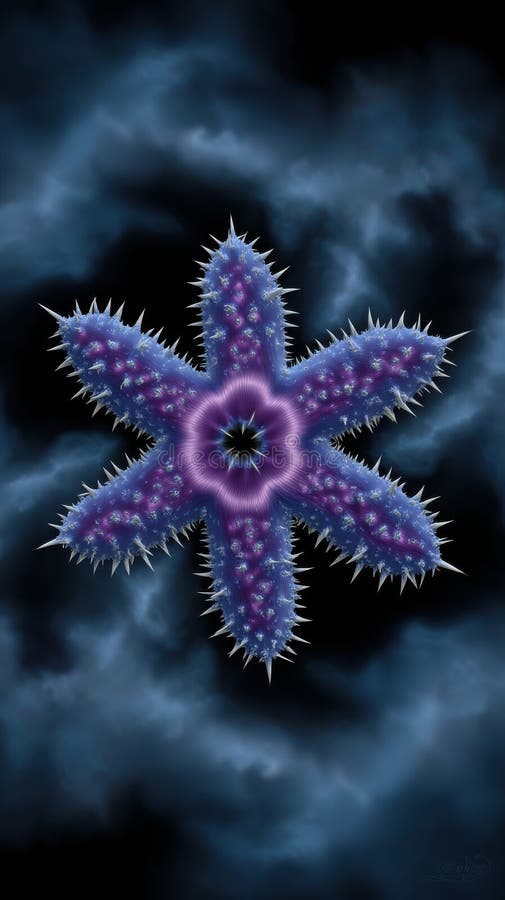 Stylized Starfish with Prickly Spines Against Dramatic Stormy Sky ...