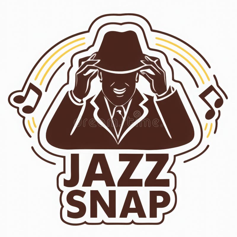 Snapping Jazz Musician Silhouette Sticker with Musical Rhythm Stock ...