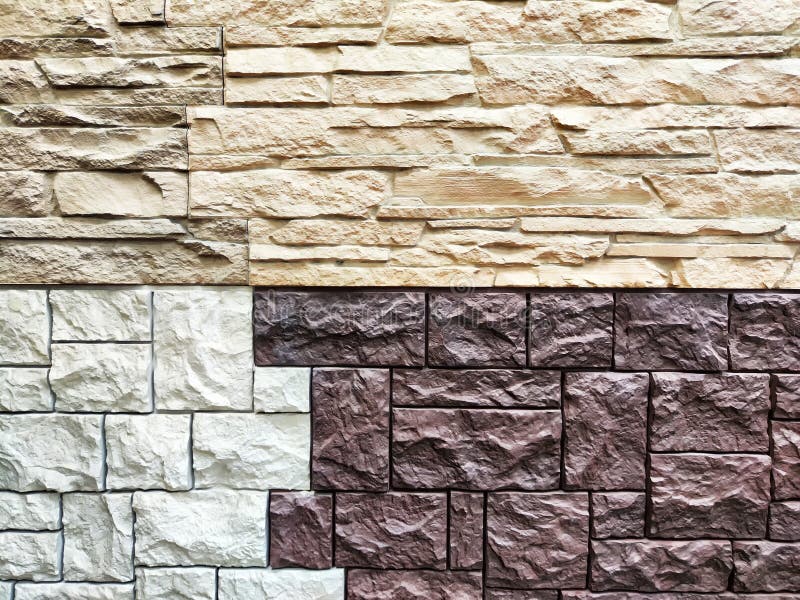 Stylized Stone or Brick Plastic Wall of Different Colors. Abstract ...