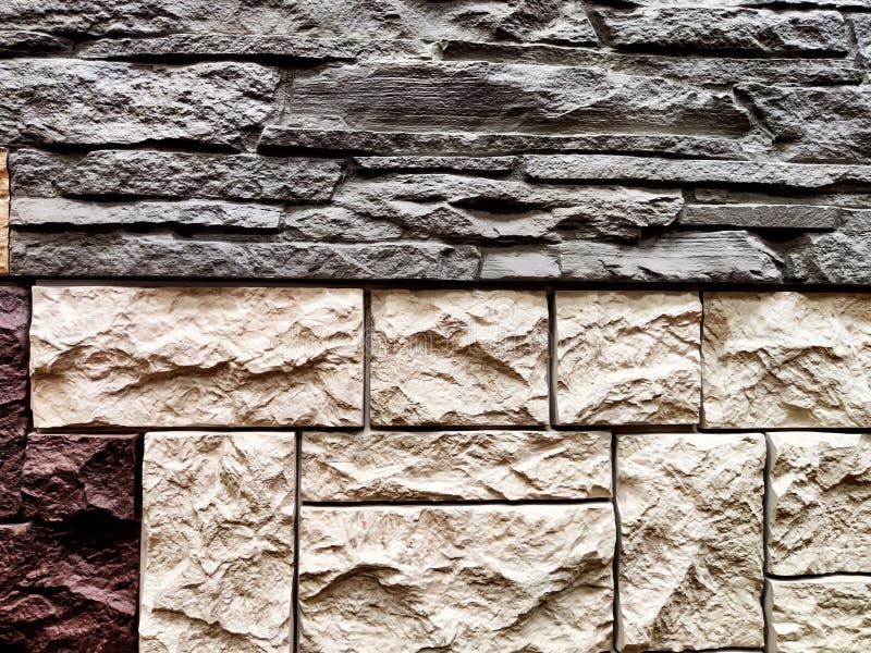 Stylized Stone or Brick Plastic Wall of Different Colors. Abstract ...