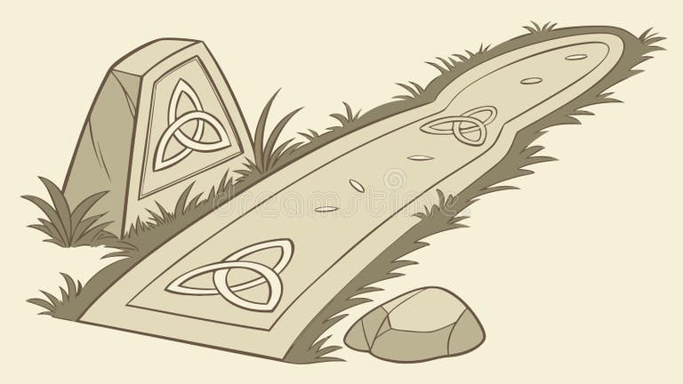 Stylized Stone Path with Celtic Knot Emblem, Vector Design Generative ...