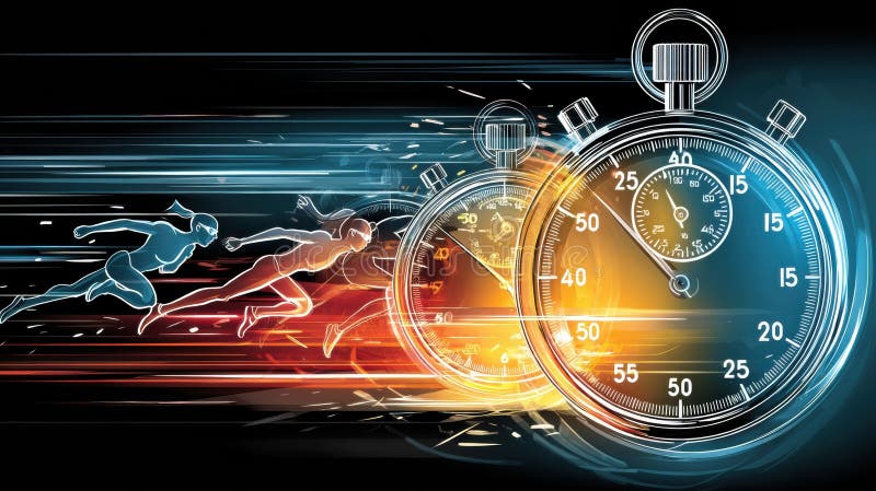 Stylized Stopwatch Features Racing Silhouettes in Vibrant Colors ...