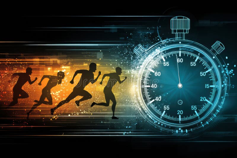 Stylized Stopwatch with Racing Silhouettes Emphasizes the Thrill of ...