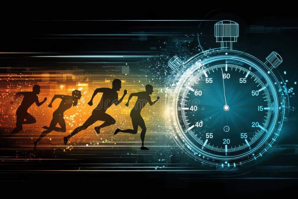 Stylized Stopwatch with Racing Silhouettes Emphasizes the Thrill of ...