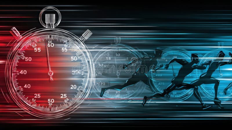 Stylized Stopwatch with Racing Silhouettes Highlights Speed and ...