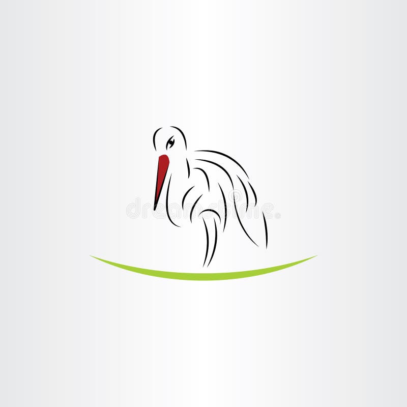 Stylized Stork Illustration Vector Design Element Stock Vector ...